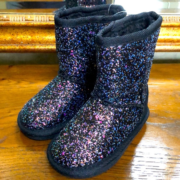 thereabouts | Shoes | New Girls Sparkly Black Boots Size 5 Medium Faux ...